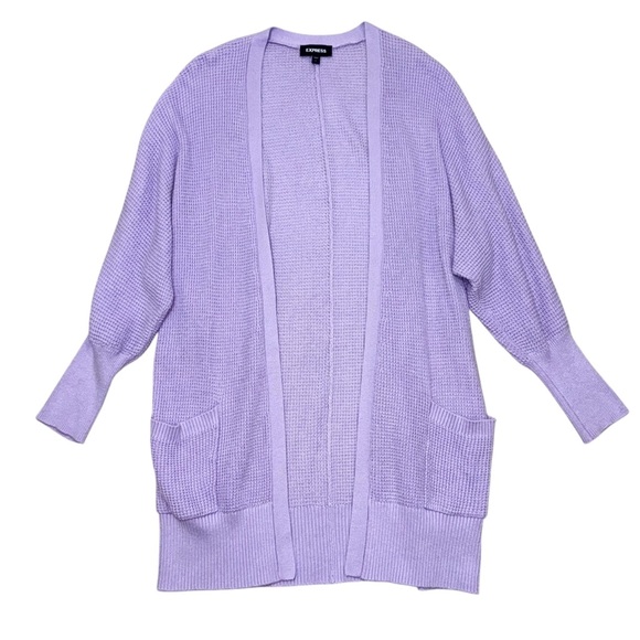Express | Sweaters | Express Waffle Knit Sweater Cardigan Lilac Purple ...